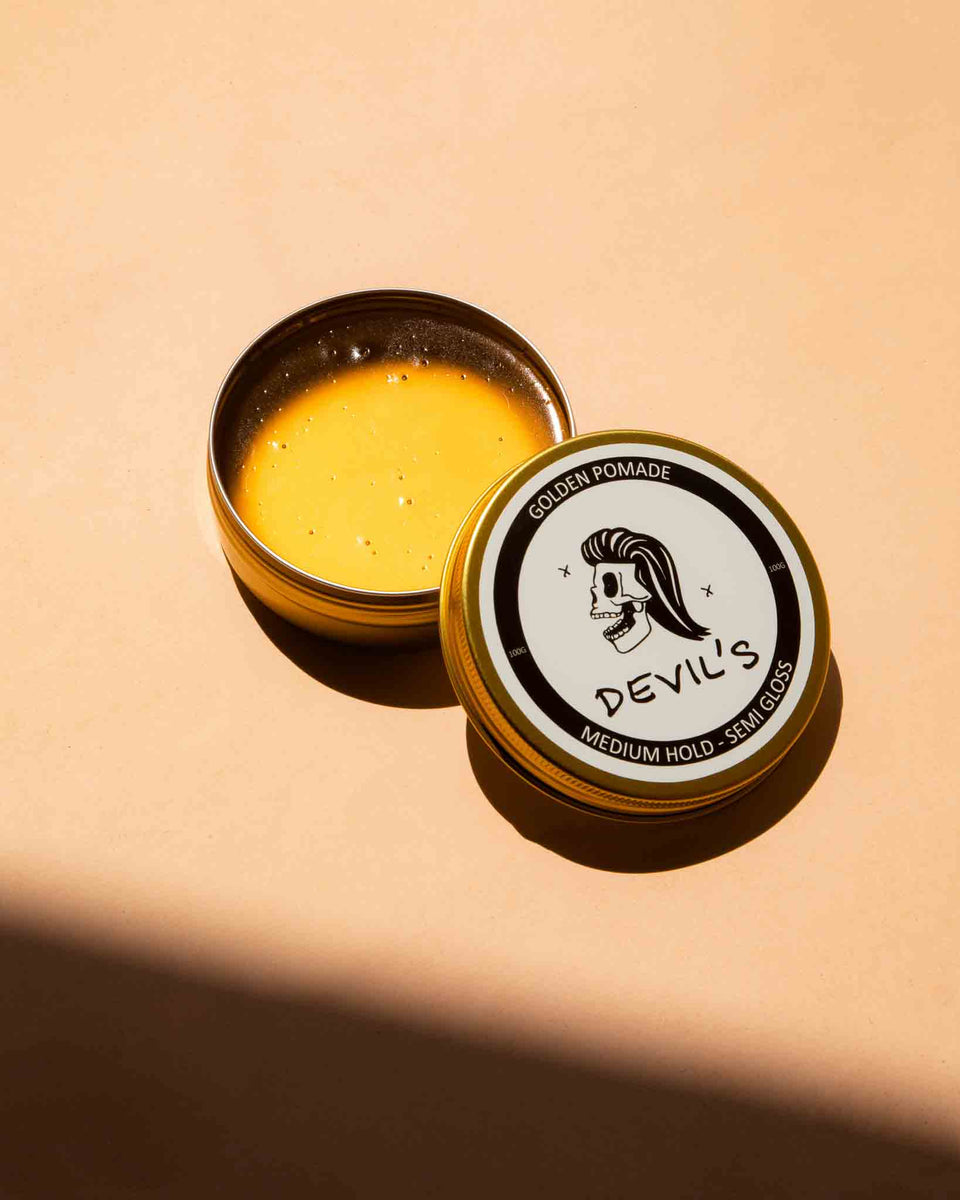 GOLDEN POMADE - Medium Hold & Semi Gloss – Devils Hair & Beard Care